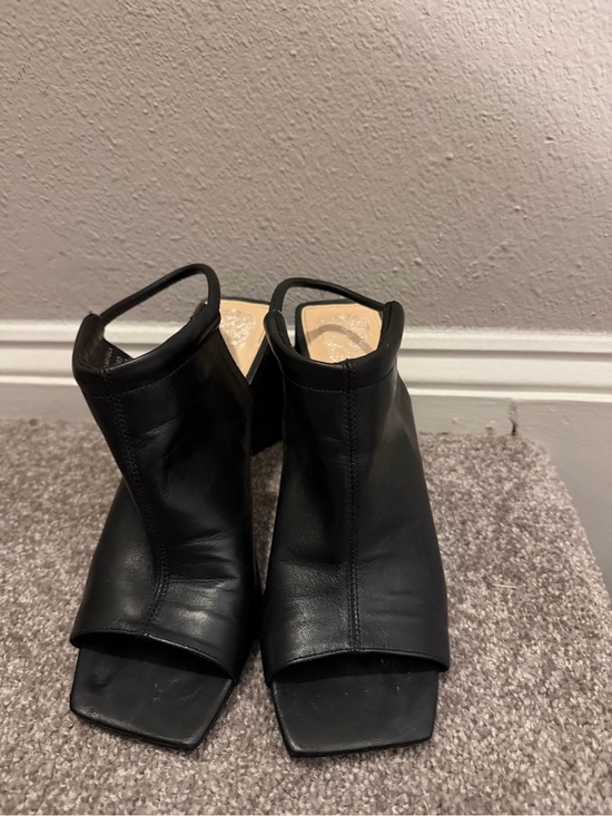 Vince Camuto | Shoes | Vince Camuto Black Leather Opensquare Toe Block ...